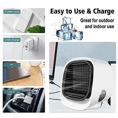 Portable Air Conditioner Fan Mini, Personal Air Cooler, Air Conditioner Fan with 3 Speeds, Personal Mini Evaporative Air Cooler for Home, Office and Room, USB Charging, Quiet,Green