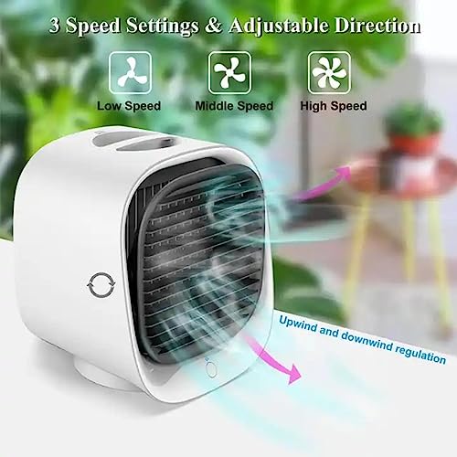 Portable Air Conditioner Fan Mini, Personal Air Cooler, Air Conditioner Fan with 3 Speeds, Personal Mini Evaporative Air Cooler for Home, Office and Room, USB Charging, Quiet,Green