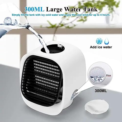 Portable Air Conditioner Fan Mini, Personal Air Cooler, Air Conditioner Fan with 3 Speeds, Personal Mini Evaporative Air Cooler for Home, Office and Room, USB Charging, Quiet,Green