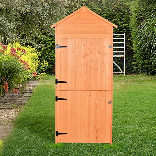 Lifeand 6.2ft×2.6ft Outdoor Storage Shed,Wooden Garden Storage Cabinet,Waterproof Tool Organizer with Lockable Doors for Garden, Backyard, Patio, Lawn, Meadow, Farmland