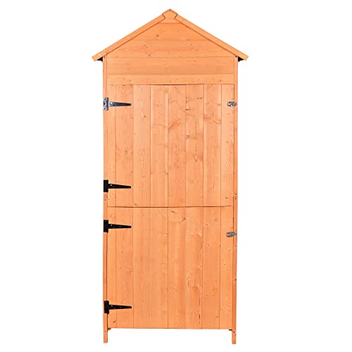 Lifeand 6.2ft×2.6ft Outdoor Storage Shed,Wooden Garden Storage Cabinet,Waterproof Tool Organizer with Lockable Doors for Garden, Backyard, Patio, Lawn, Meadow, Farmland