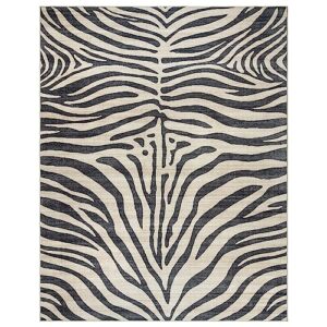 gertmenian indoor printed tufted area rug 8x10 large, no slip home décor rug for entryway, bedroom, living room, animal, zebra black white, 28536