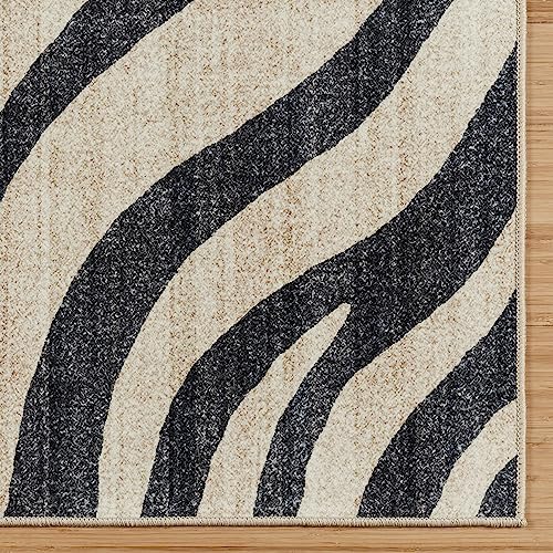 Gertmenian Indoor Printed Tufted Area Rug 8x10 Large, No Slip Home Décor Rug for Entryway, Bedroom, Living Room, Animal, Zebra Black White, 28536