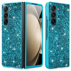 ziye case for samsung galaxy z fold 5 5g,galaxy z fold 5 5g case for women girls glitter sprakle bling anti-slip shockproof protection fold cover case for samsung galaxy z fold5 5g,blue