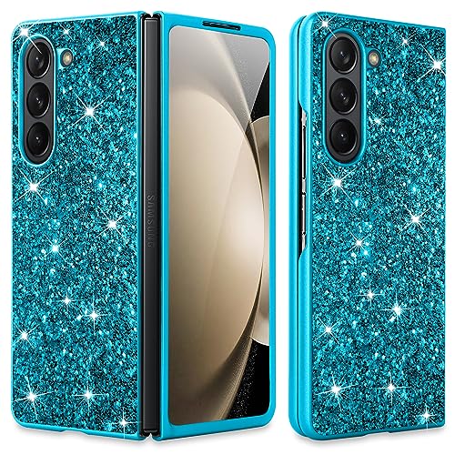 ZIYE Case for Samsung Galaxy Z Fold 5 5G,Galaxy Z Fold 5 5G Case for Women Girls Glitter Sprakle Bling Anti-Slip Shockproof Protection Fold Cover Case for Samsung Galaxy Z Fold5 5G,Blue