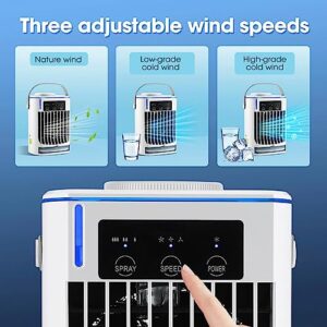 Ac for Bedroom - 4 in 1 Car Ac, Mini Portable Ac Unit USB Port, 3 Mist Modes | Mini Air Conditioner Cooling Fan for Room Bedroom Office Home Tent