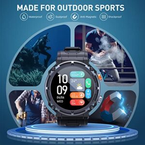 PUREROYI Smart Watch, 5ATM Waterproof Military Smart Watches for Men with Bluetooth Call (Answer/Dial Call), 1.39'' Outdoor Tactical Fitness Tracker Watch with 111 Sports Moeds for Android iOS Phone