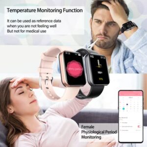 FILIEKEU F57L 𝑩𝒍𝒐𝒐𝒅 𝑮𝒍𝒖𝒄𝒐𝒔𝒆 𝑴𝒐𝒏𝒊𝒕𝒐𝒓𝒊𝒏𝒈 Smartwatches Men Heart Rate Blood Pressure Temperature Sports Waterproof Smart Watch Women Fashion Black Couple Compatible with Android iOS