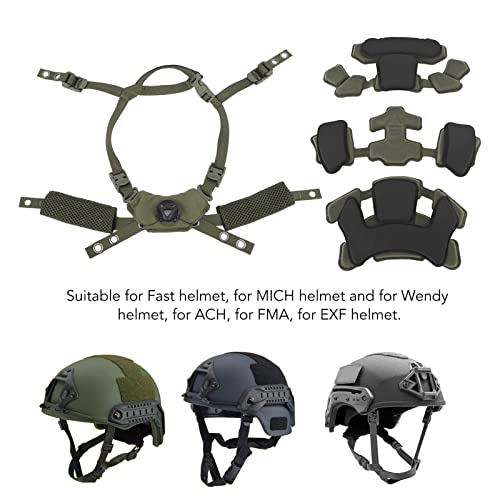 Rtuates Helmet Chin Strap, Easy to Install Helmet Padding Kit Comfortable Exquisite Workmanship Strong Compatibility for Wendy for Fast (Army Green Sponge)