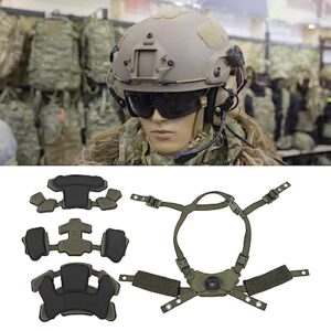 Rtuates Helmet Chin Strap, Easy to Install Helmet Padding Kit Comfortable Exquisite Workmanship Strong Compatibility for Wendy for Fast (Army Green Sponge)