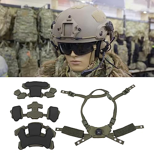 Rtuates Helmet Chin Strap, Easy to Install Helmet Padding Kit Comfortable Exquisite Workmanship Strong Compatibility for Wendy for Fast (Army Green Sponge)