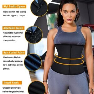 LEINIDINA Womens Waist Trainer Corset with Zipper Sweat Waist Trimmer for Women Workout Belt Corset Shapewear Black