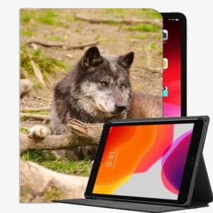 wugao wugao compatible with ipad air 5th generation case 2022/ipad air case 4th generation 2020 10.9 inch with pencil holder,animals wolf a043 auto wake/sleep cover