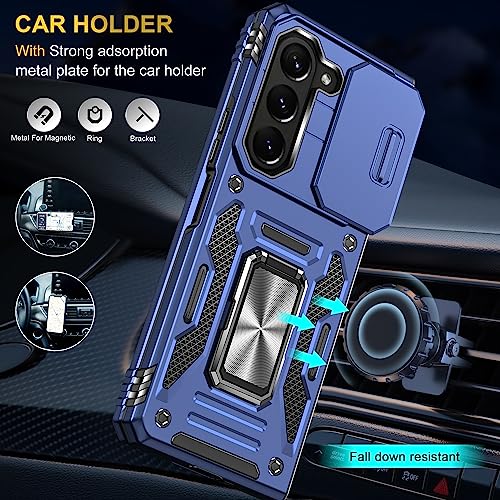 AKABEILA Case for Samsung Galaxy Z Fold 5(5G) Case Cover Soft TPU PC Slim Non-Slip Carbon Fiber Phone Case Rotate Stand Slide Camera Protection Navy Blue