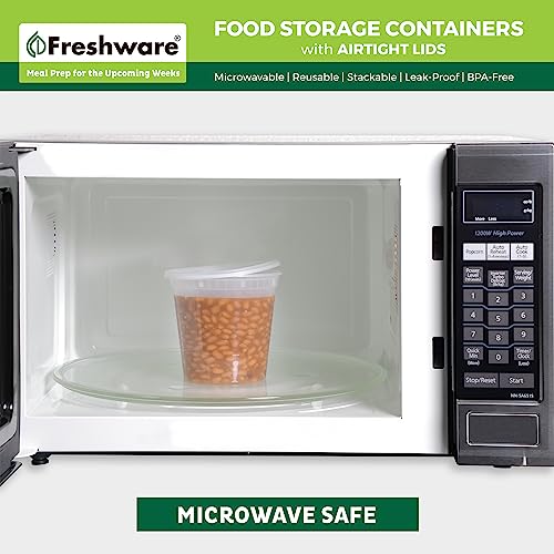 Freshware Food Storage Containers [240 Set] 24 oz Plastic Deli Containers with Lids, Slime, Soup, Meal Prep Containers | BPA Free | Stackable | Leakproof | Microwave/Dishwasher/Freezer Safe