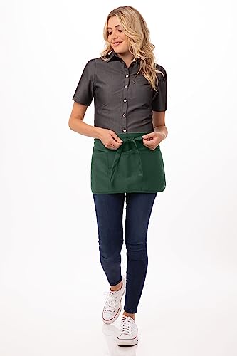 Chef Works Unisex Reversible Waitress Apron, Hunter Green, One Size