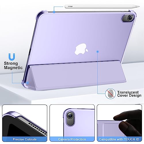 Temdan Designed for iPad Air 5th Generation Case 2022/ iPad Air 4th Generation Case 2020 10.9 Inch,[1 Pcs Tempered Glass Screen Protector] Slim Stand Hard Back Shell Case for iPad Air 5/4 Case-Purple