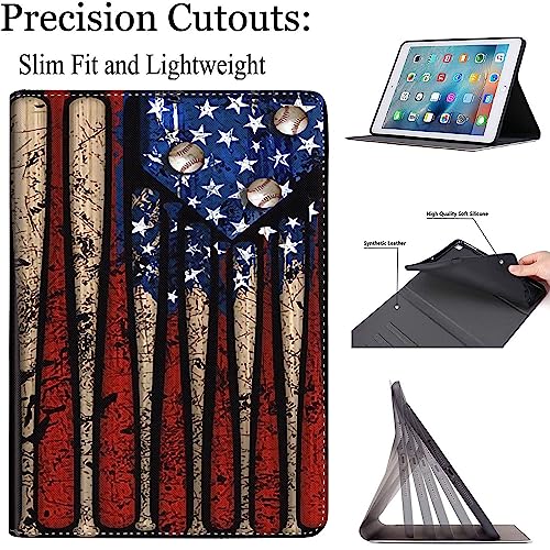 Case for iPad Pro 11 Inch 4th/3rd/2nd/1st Generation 2022/2021/2020/2018, Fit Also iPad Air 4/5 th 10.9 inch Adjustable Stand Auto Sleep/Wake, American Flag Baseball