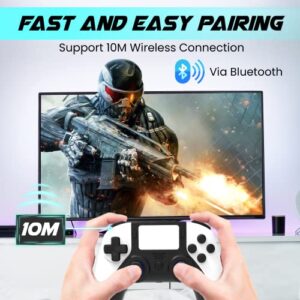 megacom P4 PC Wireless Controller - Gamepad with 2 Remap Keys, Rechargeable Battery, 3.5mm Audio Jack, Speaker, Multi-touch Pad, Dual Vibration - Compatible with PC & P4