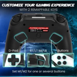 megacom P4 PC Wireless Controller - Gamepad with 2 Remap Keys, Rechargeable Battery, 3.5mm Audio Jack, Speaker, Multi-touch Pad, Dual Vibration - Compatible with PC & P4