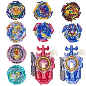 8 pcs bey battling tops with battling sparking string launcher,2 way (left&right) sparking string launcher with stickers for spinning tops,battling gyros game gift for boys children kids