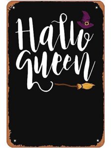 funny halloween for her halloqueen girls halloween metal signs vintage kitchen garden bathroom bar man cave coffee bar gift 8x12inch