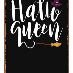 Funny Halloween for Her Halloqueen Girls Halloween Metal Signs Vintage Kitchen Garden Bathroom Bar Man Cave Coffee Bar Gift 8x12inch