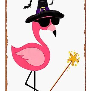 Flamingo Witch Hat Halloween Flamingo Lover Premium Metal Signs Vintage Man Cave Bar 8x12inch