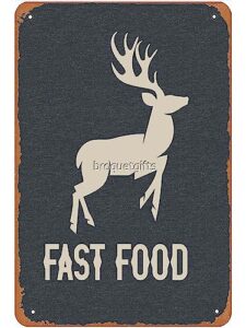 funny fast food deer hunting deer whisperer hunting metal signs vintage man cave farm bar kitchen wall art barn gift 8x12inch