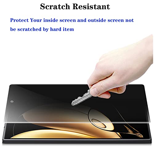 BYIUIHS 2+1 Pack Privacy Screen Protector for Samsung Galaxy Z Fold 5, Anti-peep 1PCS Outside +1PCS Inside Soft Film+1PCS Clear Lens Protector Smooth