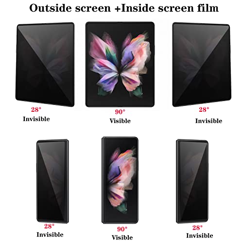 BYIUIHS 2+1 Pack Privacy Screen Protector for Samsung Galaxy Z Fold 5, Anti-peep 1PCS Outside +1PCS Inside Soft Film+1PCS Clear Lens Protector Smooth