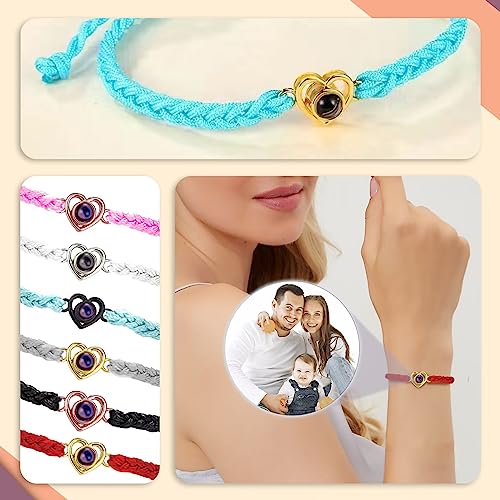 SpecialOnly Custom Bracelet with Picture Inside, 3 Styles Photo Bracelet Customized Picture, Adjustable Rope Projection Bracelet, Memorial Gift for Women/Men/Family/Couple/Friend/Pet