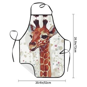 OUSIKA Giraffe Apron With Pockets Waterproof Kitchen Cooking Chef Aprons Bib For Baking Gardening Bbq