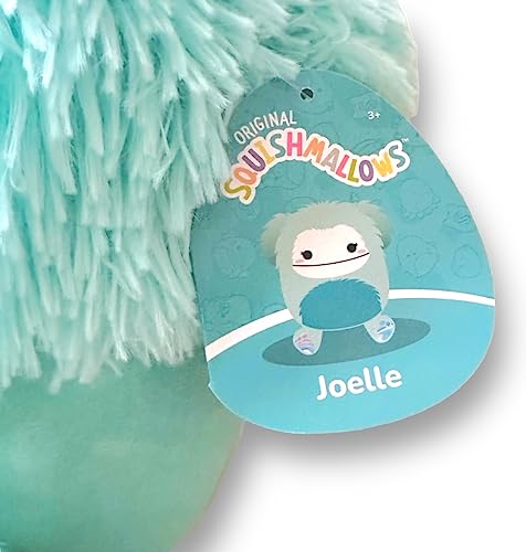 Squishmallows Official Kellytoy 11 Inch Teal Turquoise Bigfoot with Pink Flower in Hair Stuffed Animal Plush Toy - Fantasy Squad (Joelle Bigfoot 11 Inch, Teal Turquoise with Pink Flower in Hair)