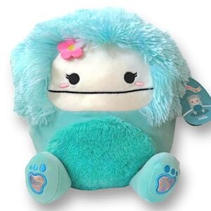 Squishmallows Official Kellytoy 11 Inch Teal Turquoise Bigfoot with Pink Flower in Hair Stuffed Animal Plush Toy - Fantasy Squad (Joelle Bigfoot 11 Inch, Teal Turquoise with Pink Flower in Hair)