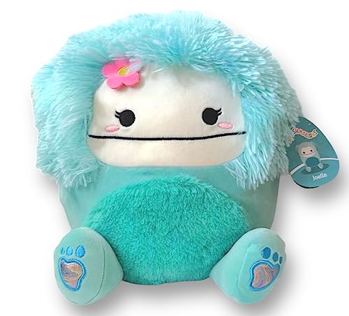 Squishmallows Official Kellytoy 11 Inch Teal Turquoise Bigfoot with Pink Flower in Hair Stuffed Animal Plush Toy - Fantasy Squad (Joelle Bigfoot 11 Inch, Teal Turquoise with Pink Flower in Hair)