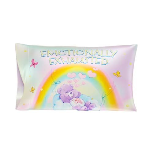 Care Bears Classic Retro Beauty Silky Satin Standard Pillowcase Cover 20x30 for Hair and Skin, (Official Licensed Product) by Franco Collectibles