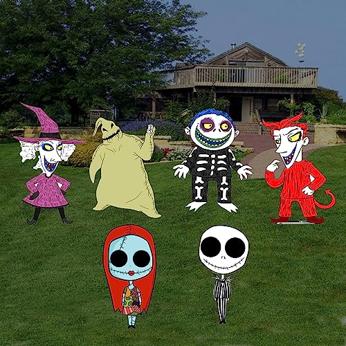 6Pcs Nightmare Party Yard Sign For Outdoor Lawn Garden Halloween Decoration Christmas Party Sign Glow In the Dark