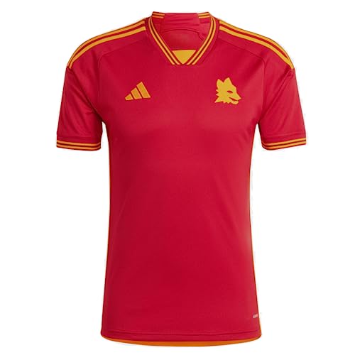 adidas Men's Soccer Roma 23/24 Home Jersey - Minimalist Design, AEROREADY Moisture-Wicking, Recycled Materials (as1, Alpha, s, Regular, Regular) Red