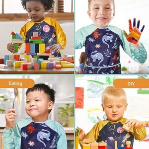 Lictin 2 Pack Kids Art Smocks, Toddler Smock, Waterproof Artist Painting Aprons for Children, with Long Sleeve and 3 Pockets for Age 3-8 Years