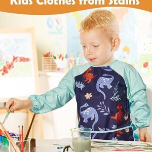 Lictin 2 Pack Kids Art Smocks, Toddler Smock, Waterproof Artist Painting Aprons for Children, with Long Sleeve and 3 Pockets for Age 3-8 Years