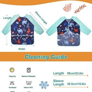 Lictin 2 Pack Kids Art Smocks, Toddler Smock, Waterproof Artist Painting Aprons for Children, with Long Sleeve and 3 Pockets for Age 3-8 Years