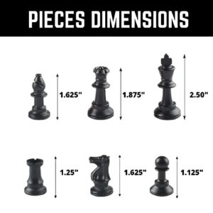 GETORIUM Tournament Chess Set: Portable and Professional Set with Travel Portable Plastic Tube Roll. Plastic Staunton Chess Pieces, Foldable Vinyl Chess Board.(Green, 13X13IN)