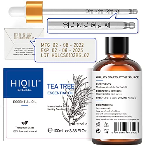 HIQILI Tea Tree Essential Oil and Oregano Essential Oil, 100% Pure Natural Therapeutic Grade for Home Aromatherapy Diffuser Oil