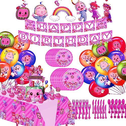 Alphabet Song Cartoon Party Supplies Decorations for child, Birthday Party Decorations Include Stickers, Plates, Napkins, Tablecloth, Forks, Knife and Spoons for Boys Girls