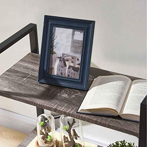 BON AUGURE Small Bookshelf for Small Space, 5-Tier Industrial Bookshelf, Wood and Metal Bookcase for Living Room, Bedroom and Office (Dark Gray Oak)