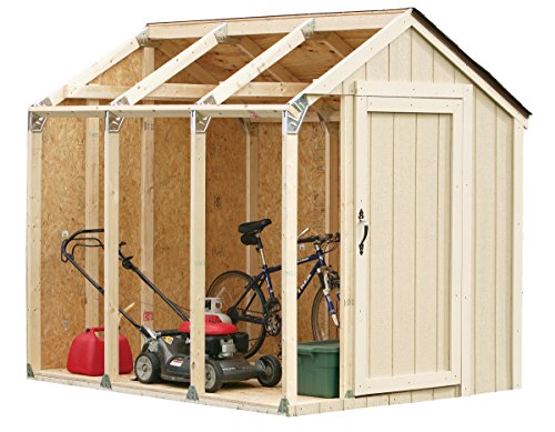 2x4basics 90192MI Custom Shed Kit with Peak Roof, 2x4 & Flip Top BenchTable, 6" D x 28.25" W x 34" H, Sand