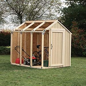 2x4basics 90192MI Custom Shed Kit with Peak Roof, 2x4 & Flip Top BenchTable, 6" D x 28.25" W x 34" H, Sand