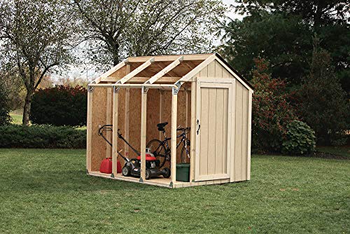 2x4basics 90192MI Custom Shed Kit with Peak Roof, 2x4 & Flip Top BenchTable, 6" D x 28.25" W x 34" H, Sand