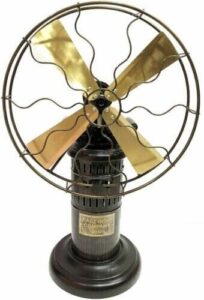 kerosene operated 15" blades steam working table fan vintage metal brass style